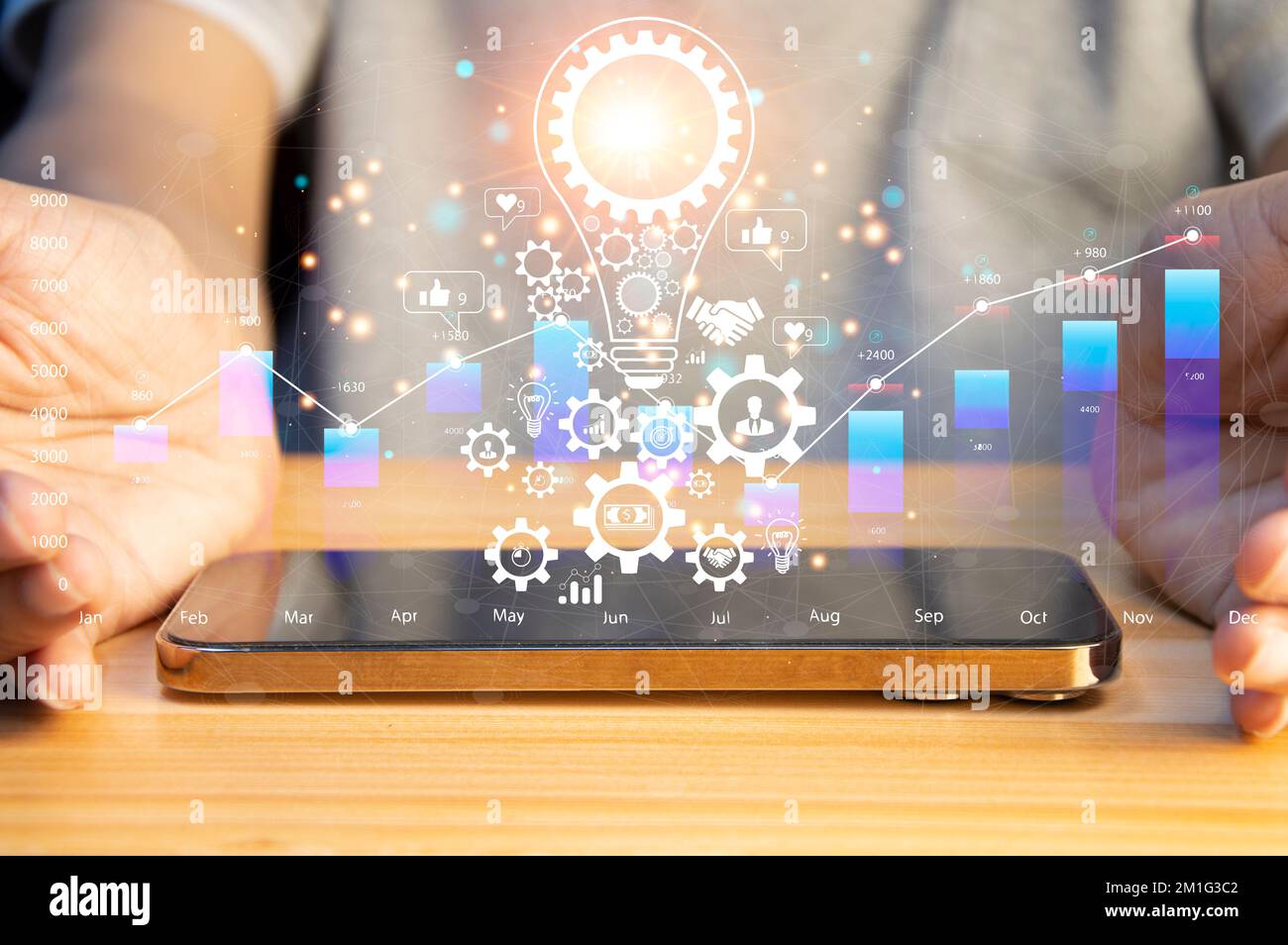 concept Use technology in business management Model in icon form Stock ...