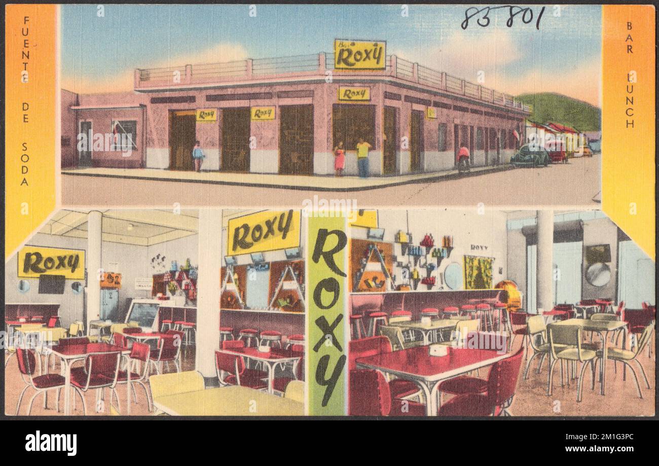 Roxy, fuente de soda, bar lunch , Soda fountains, Restaurants, Tichnor ...