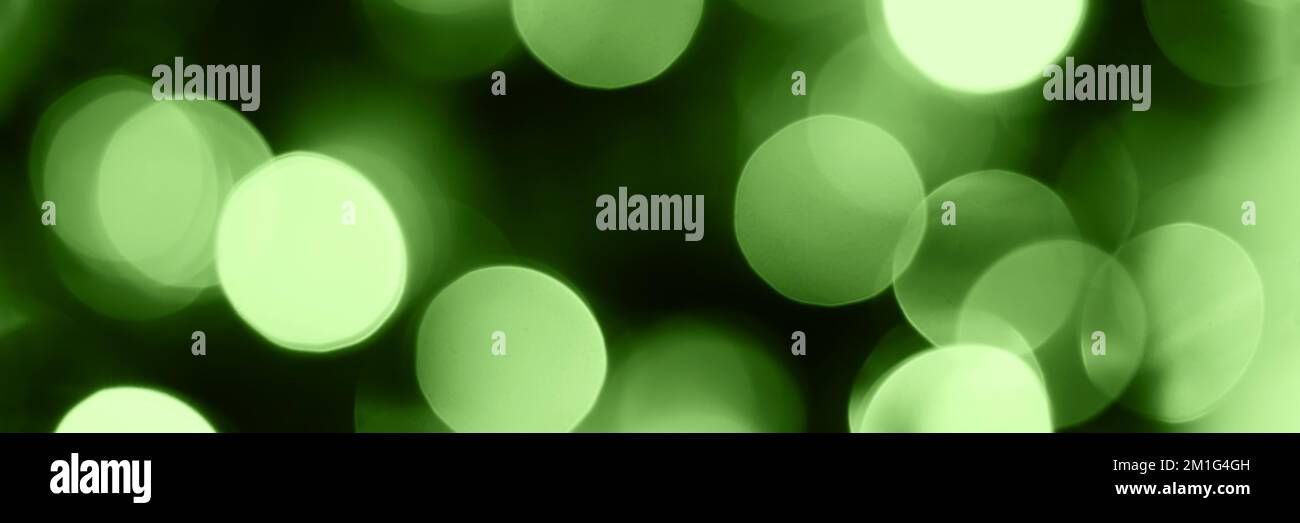 Blurred lights, green background, banner texture. Abstract bokeh with ...