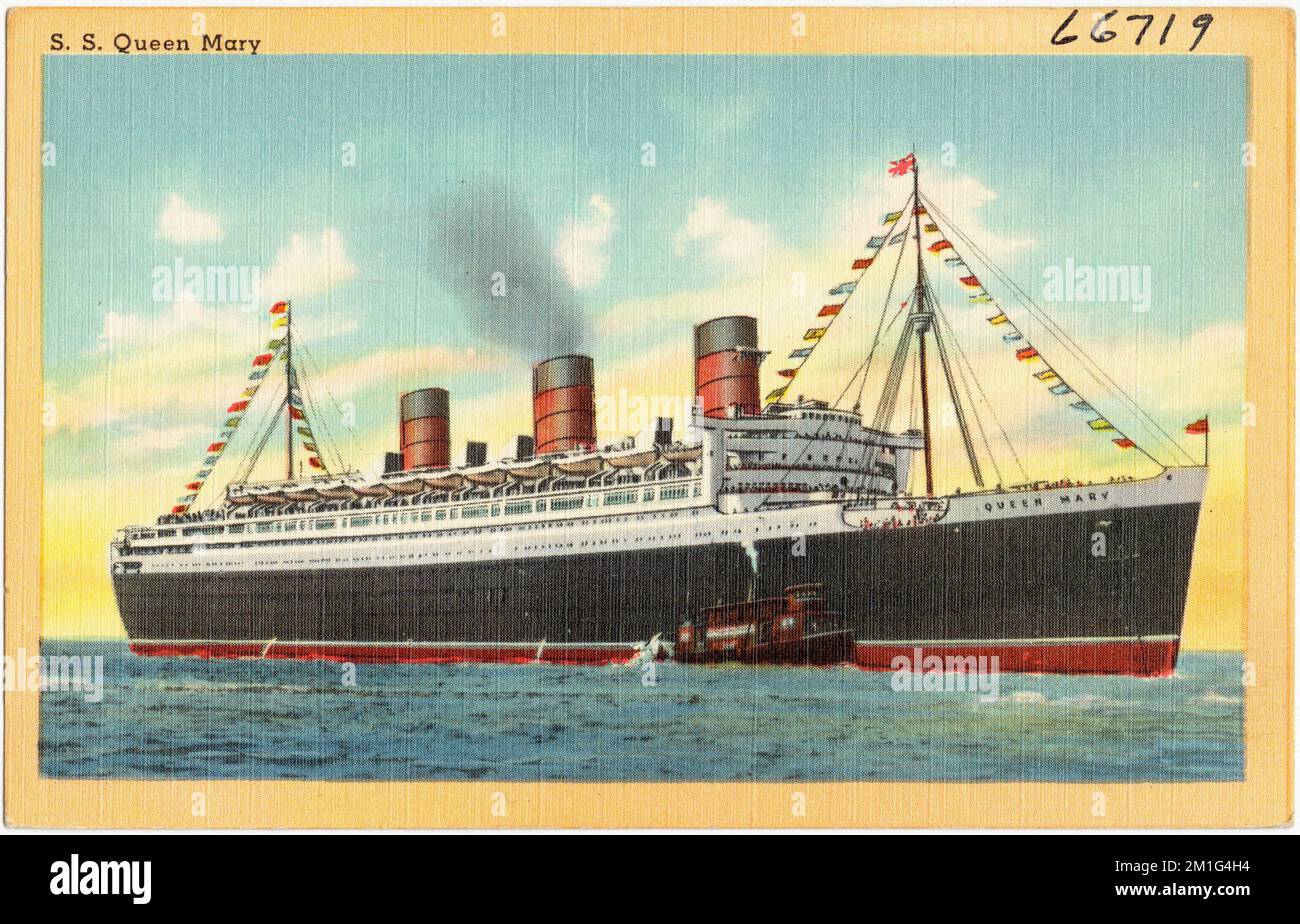 S. S. Queen Mary , Ships, Tichnor Brothers Collection, postcards of the ...