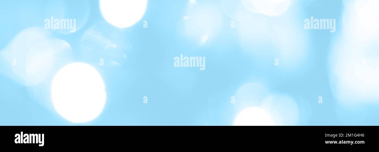 Blurred lights blue background, banner texture. Abstract bokeh with ...