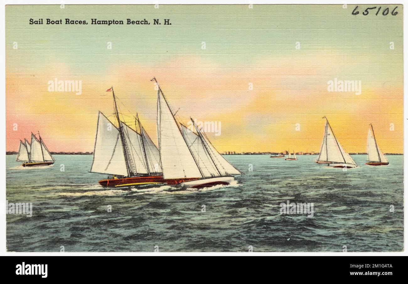 Sail boat races, Hampton Beach, N.H. , Boats, Tichnor Brothers ...