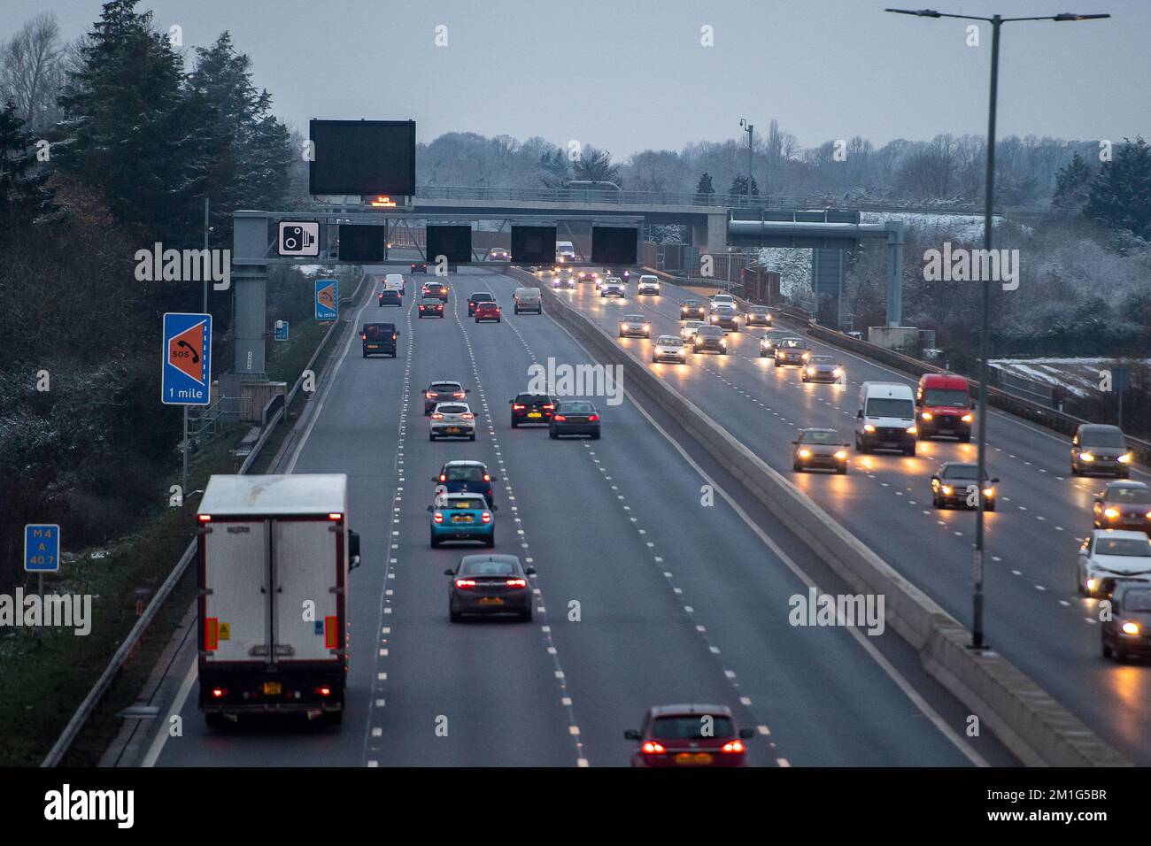 Taplow, Buckinghamshire, UK. 12th December, 2022. The M4 Smart Motorway ...