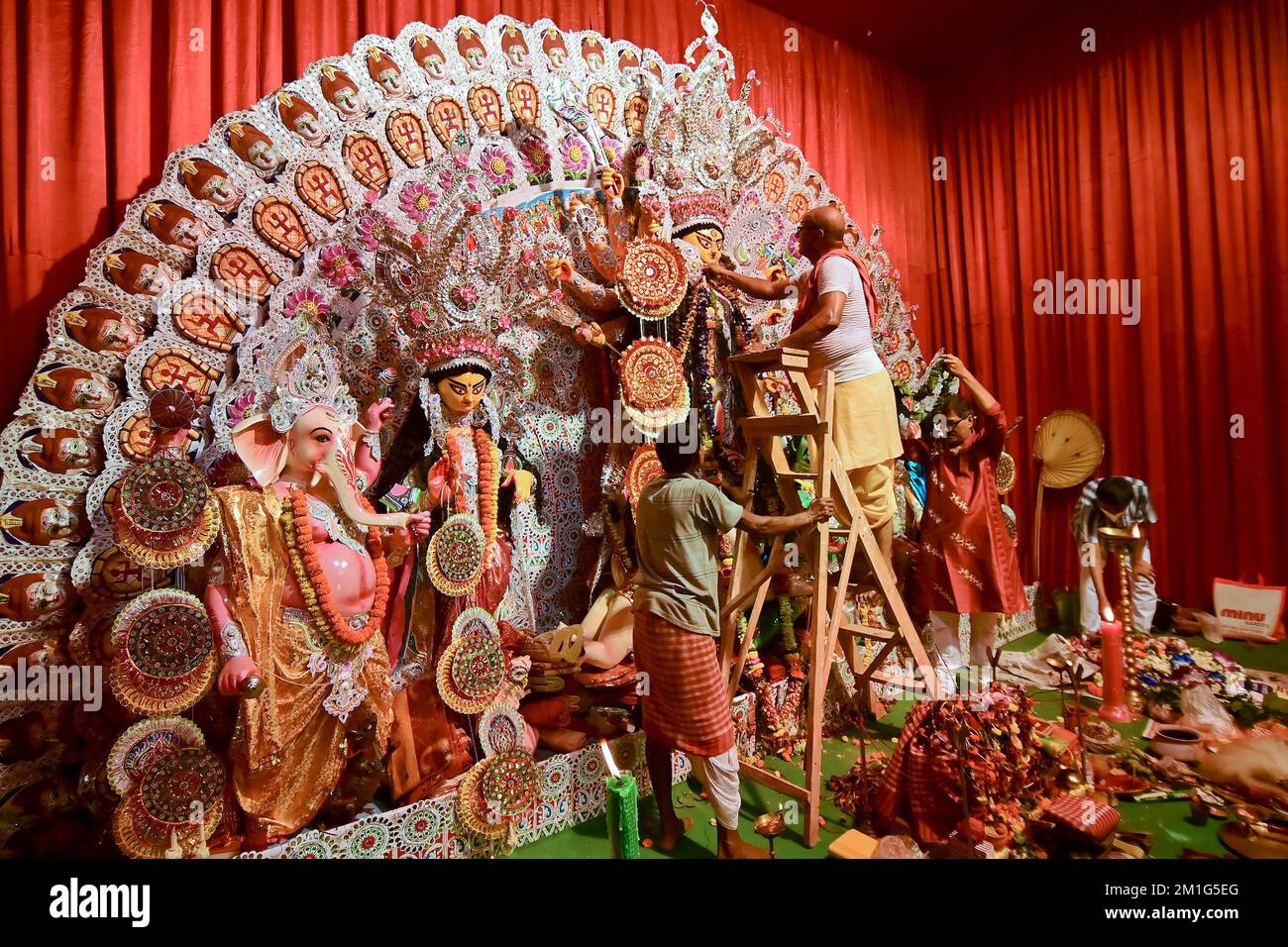 Howrah, India - October 15th, 2021: Preparation before Sandhi Puja, the ...