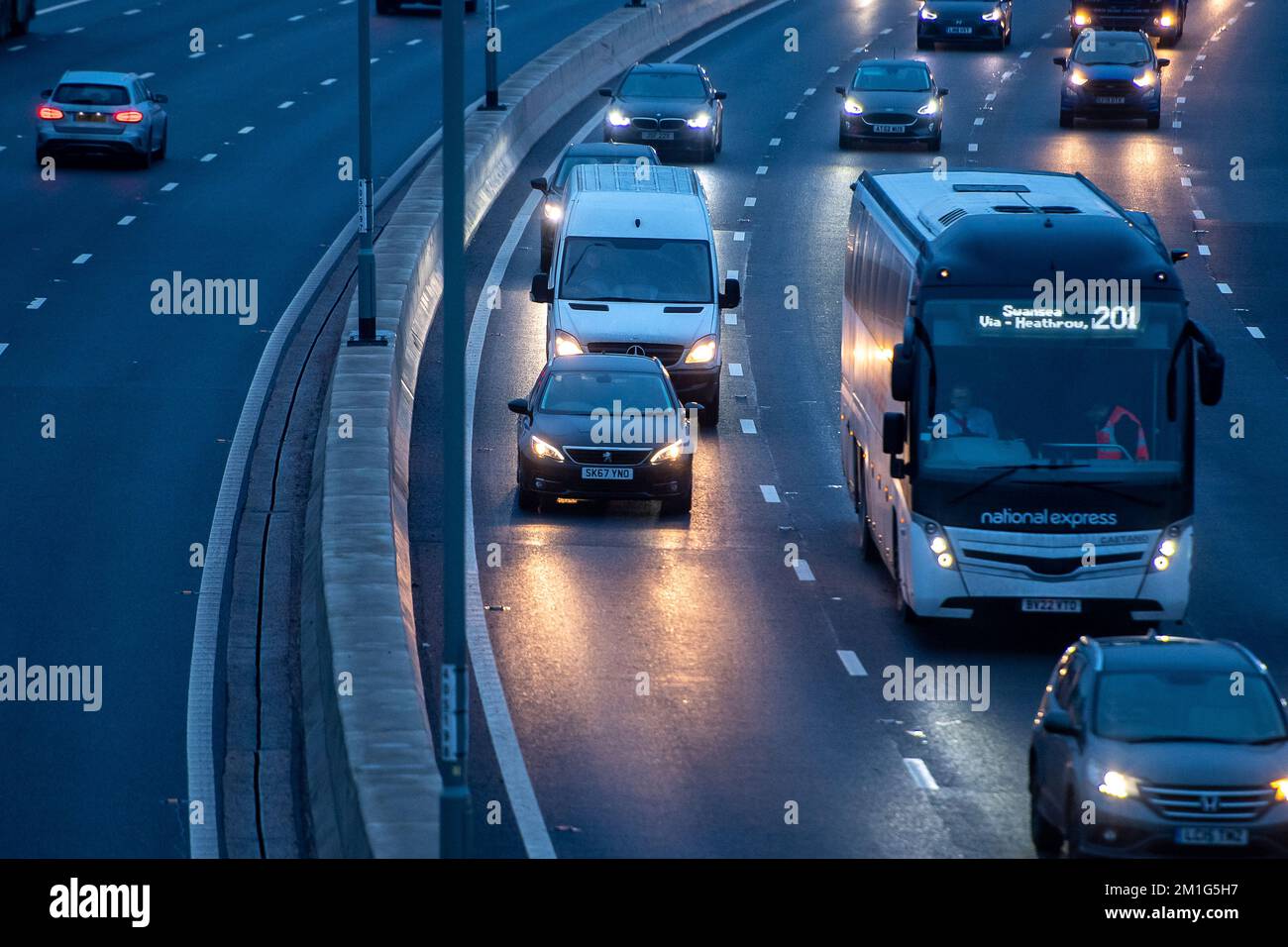 Taplow, Buckinghamshire, UK. 12th December, 2022. The M4 Smart Motorway ...