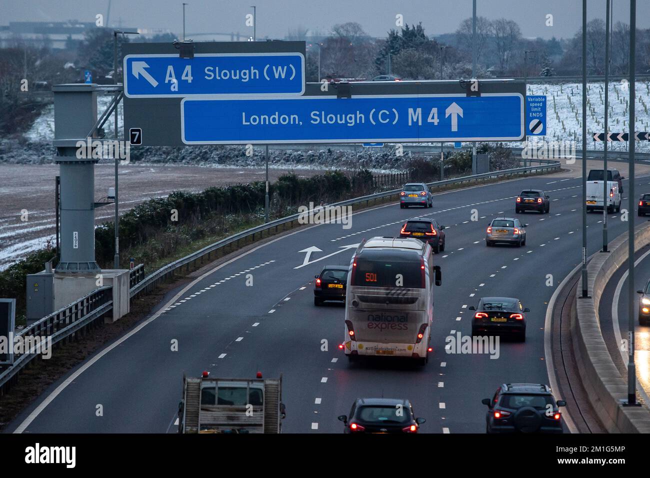 Taplow, Buckinghamshire, UK. 12th December, 2022. The M4 Smart Motorway ...