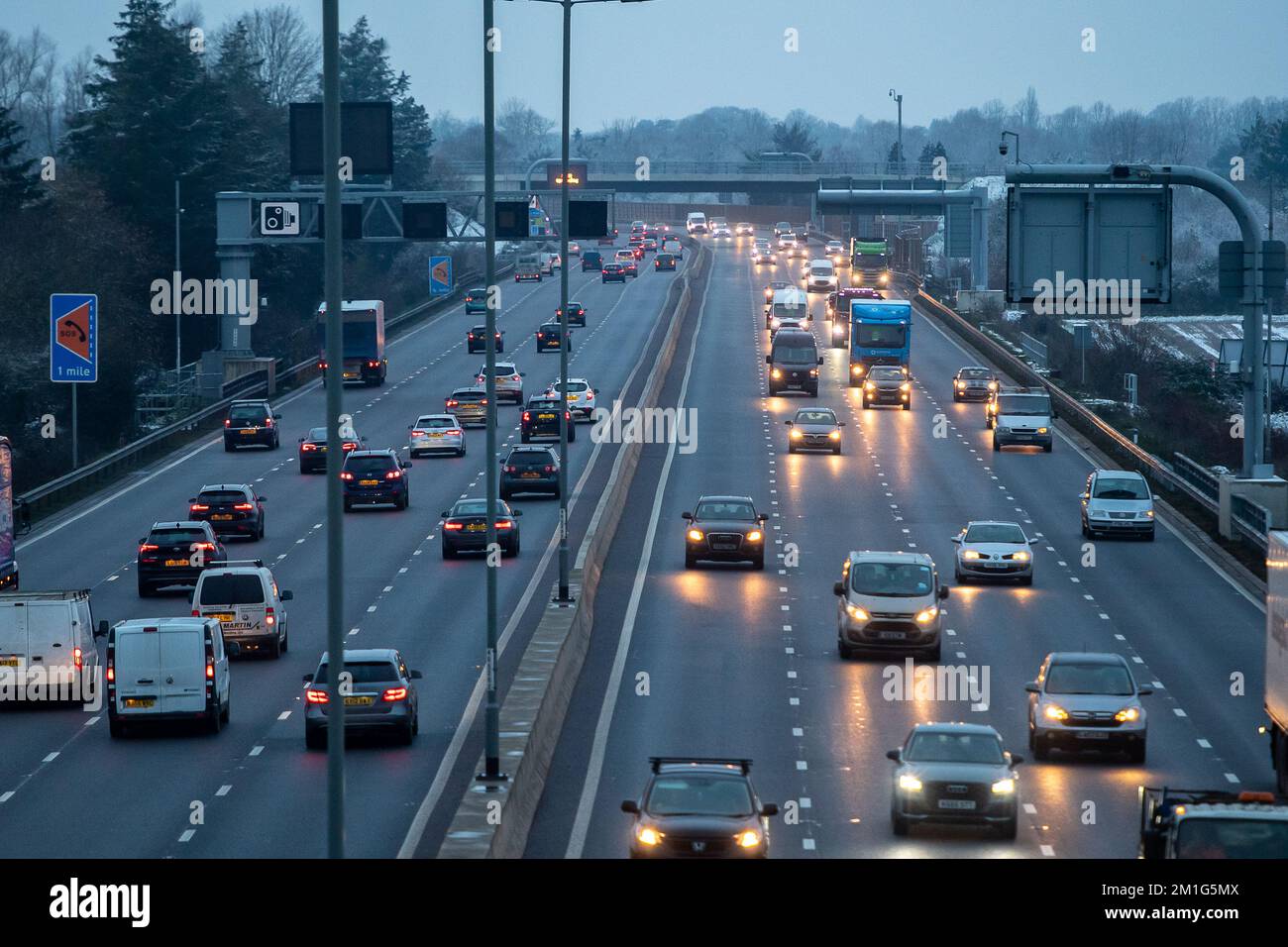 Taplow, Buckinghamshire, UK. 12th December, 2022. The M4 Smart Motorway ...