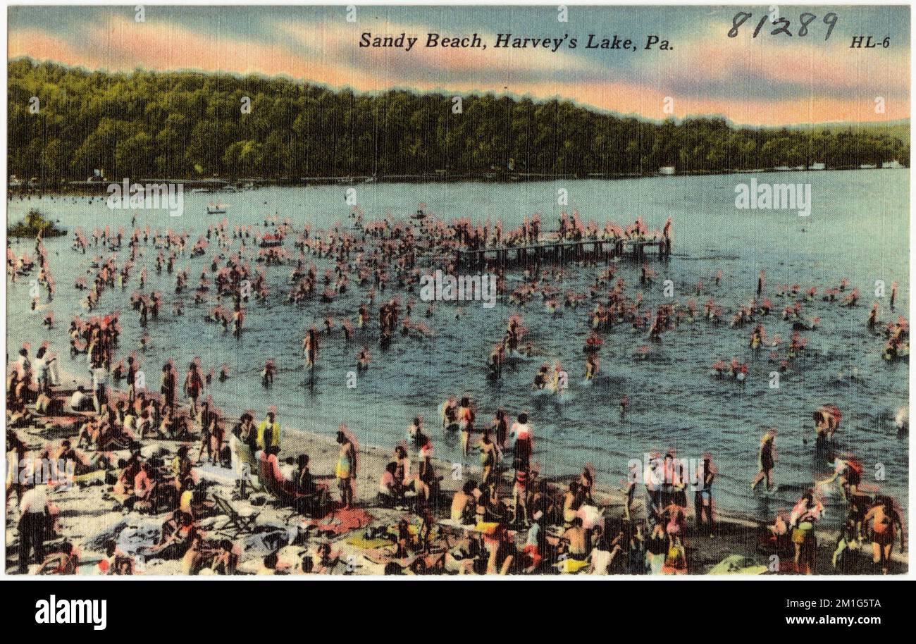 Sandy Beach at Harvey's Lake, Pennsylvania , Lakes & ponds, Tichnor ...