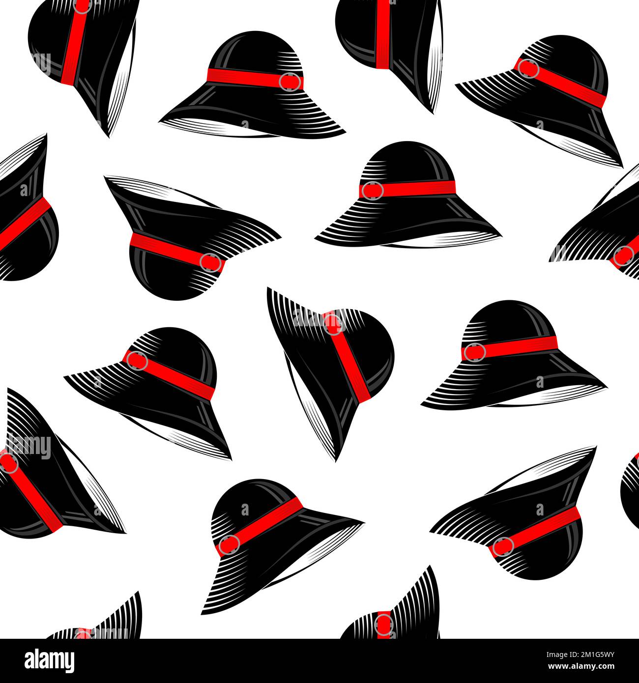 Modern Black Hat Icon Seamless Pattern Isolated on White Background ...
