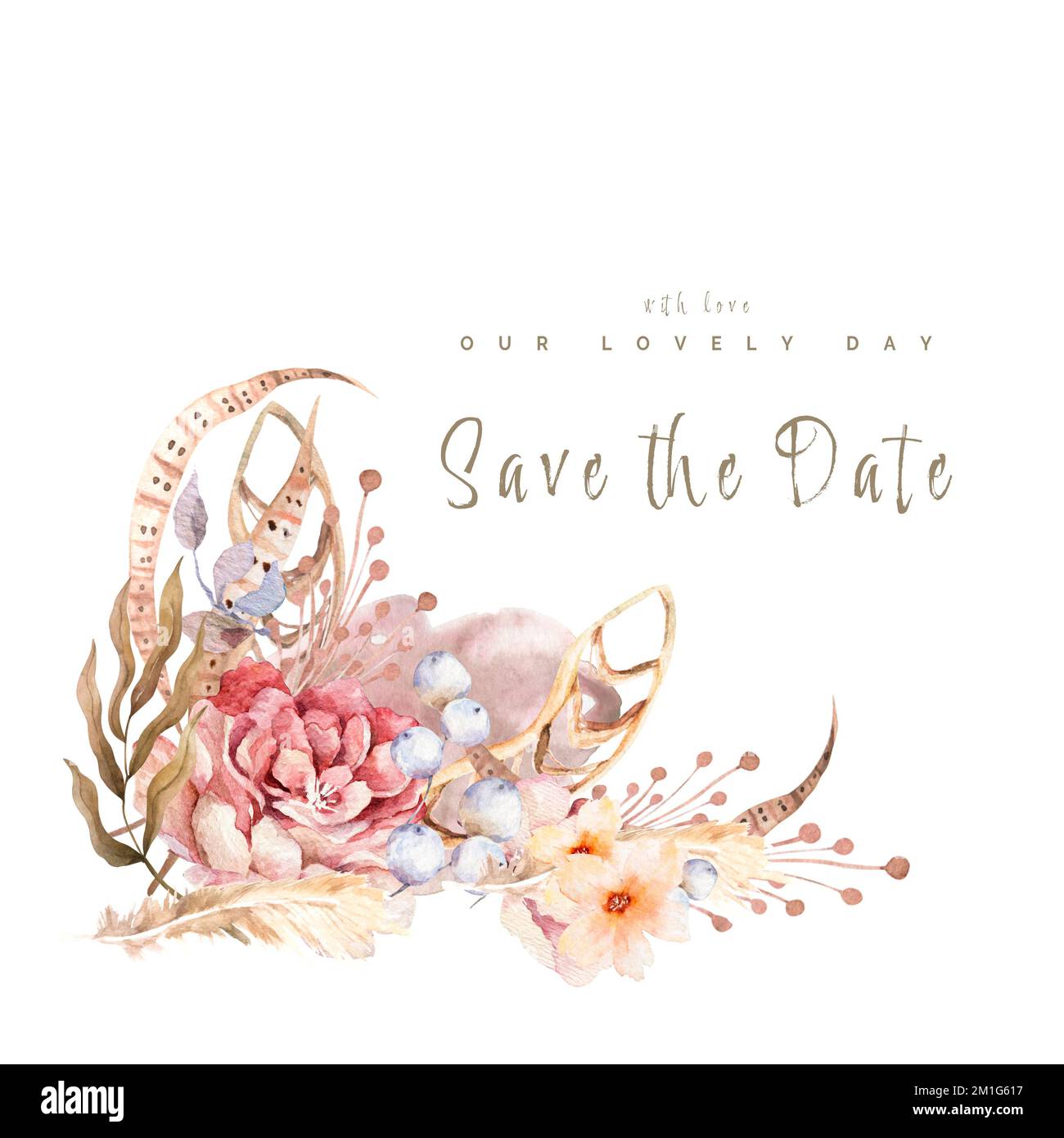 Frame flowers for text. Watercolor plants template for greeting card ...