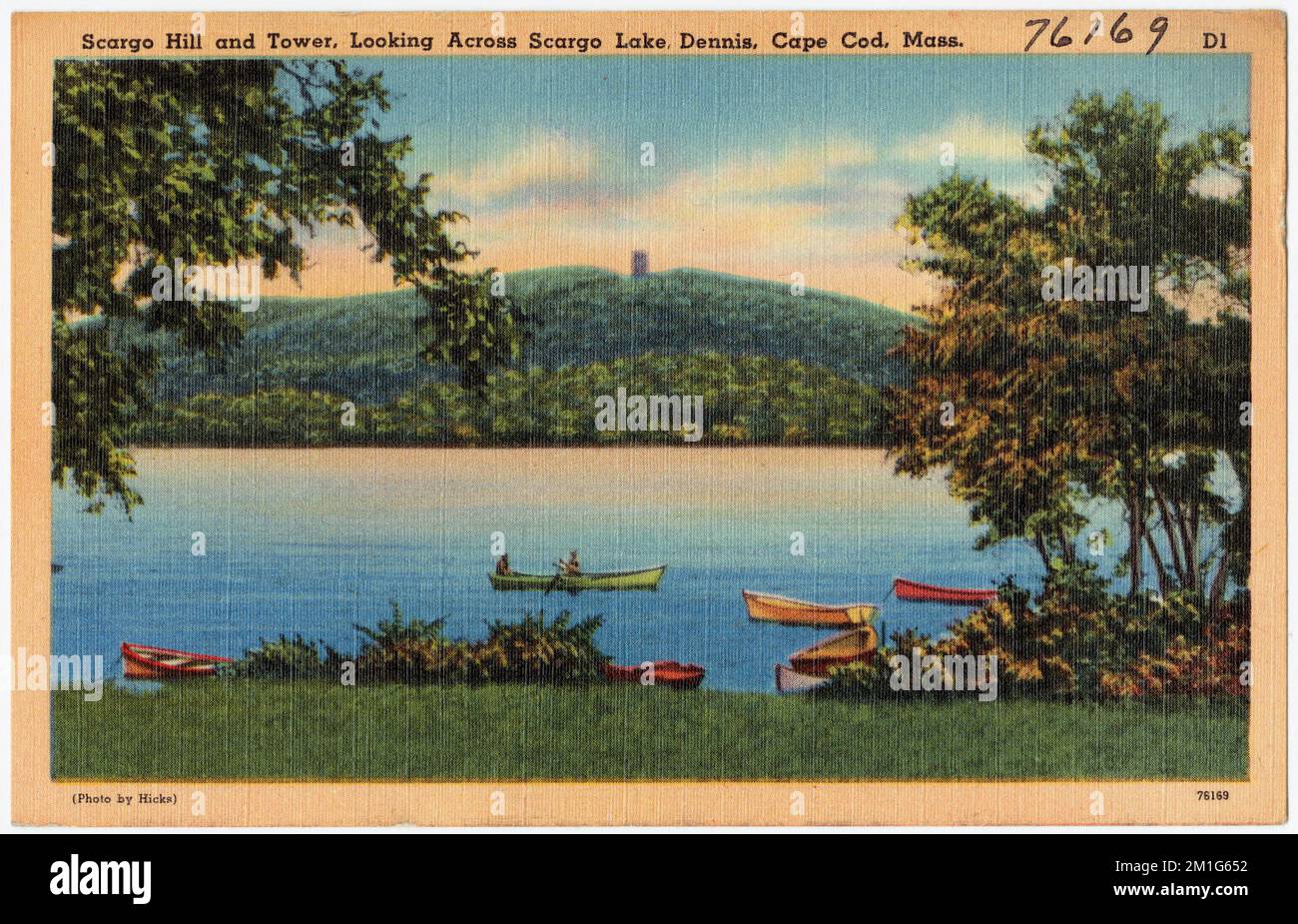 Scargo Hill and tower, looking across Scargo Lake, Dennis, Cape Cod ...