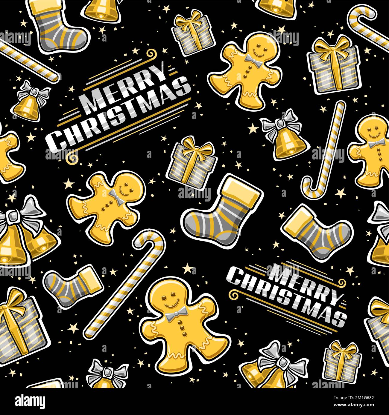 Vector Christmas seamless pattern, repeating background with cut out ...