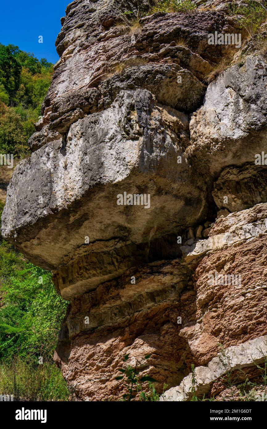 View at geological formations at Boljetin river gorge in Eastern Serbia ...