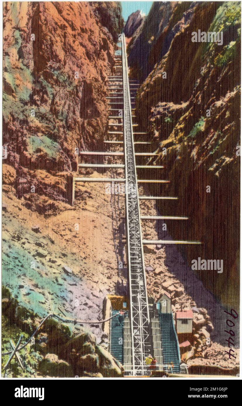 Scenic incline from the bottom of the Royal Gorge, Colo. , Mountains ...