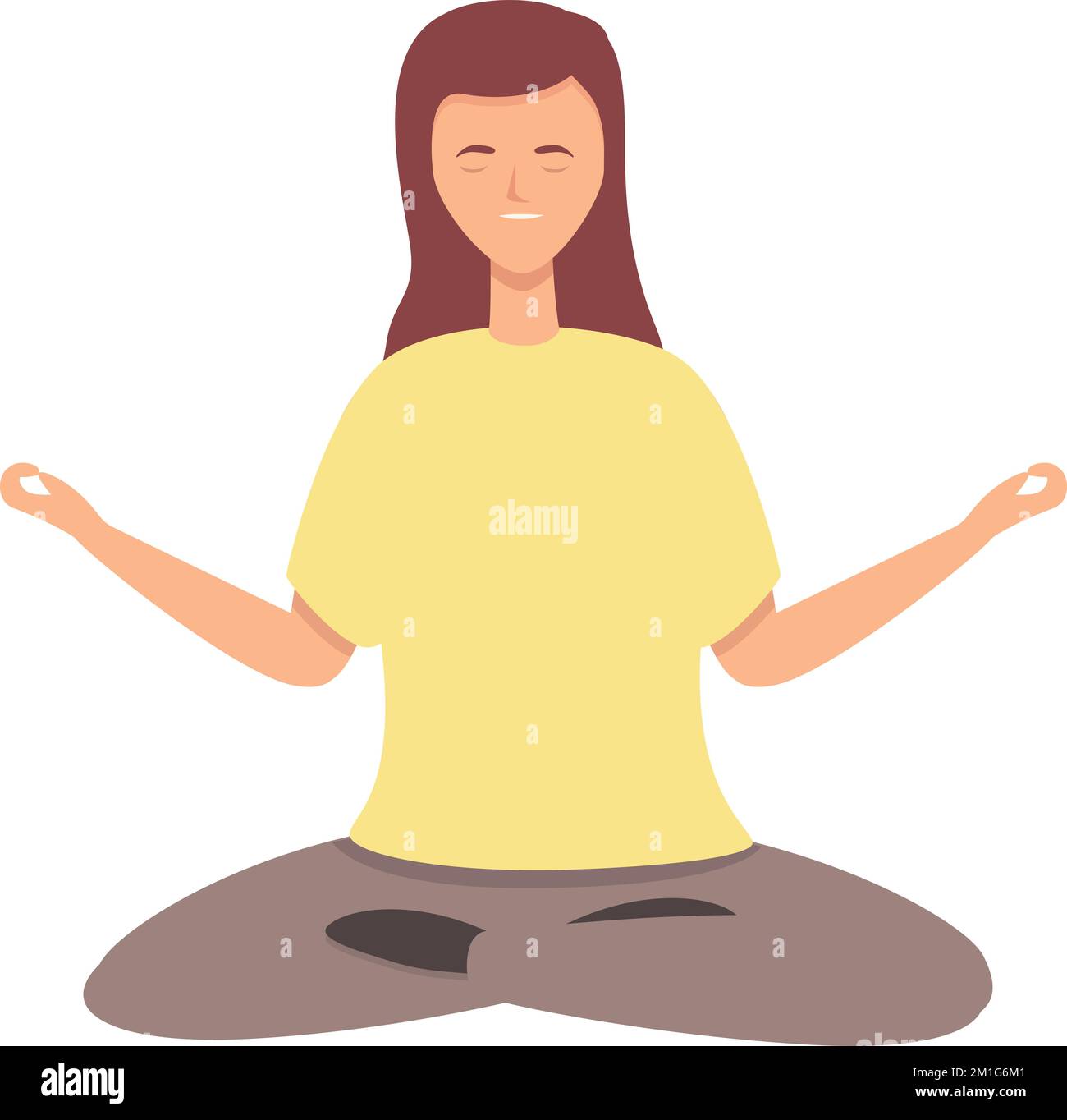 Woman meditation icon cartoon vector. Stress skills. Coping help Stock ...