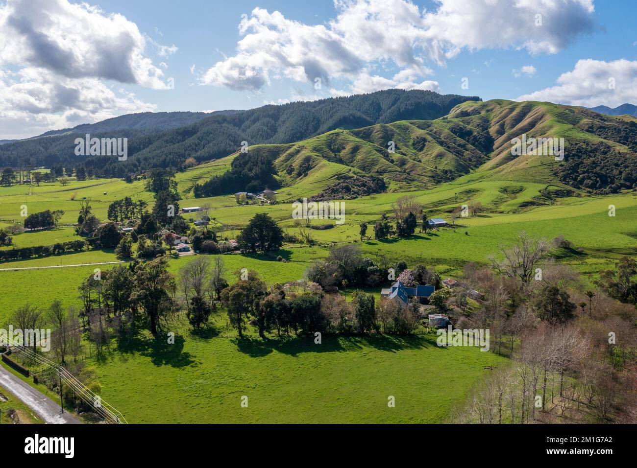 An aerial view of foothills to the Tararua Ranges near Levin in ...