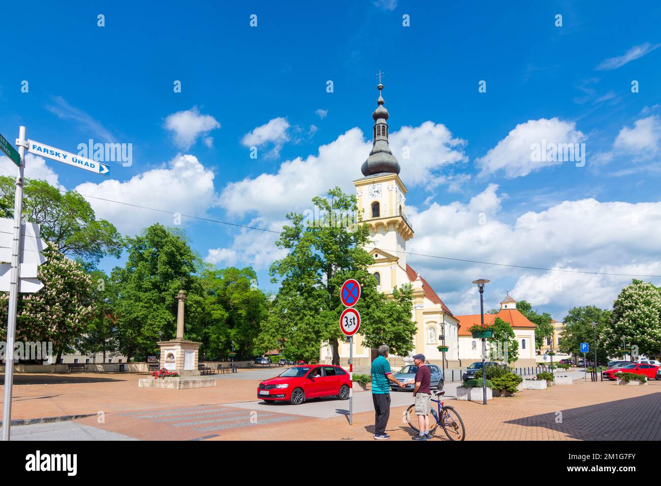 Stupava (Stampfen): Main Square Namestie sv. Trojice with Catholic ...