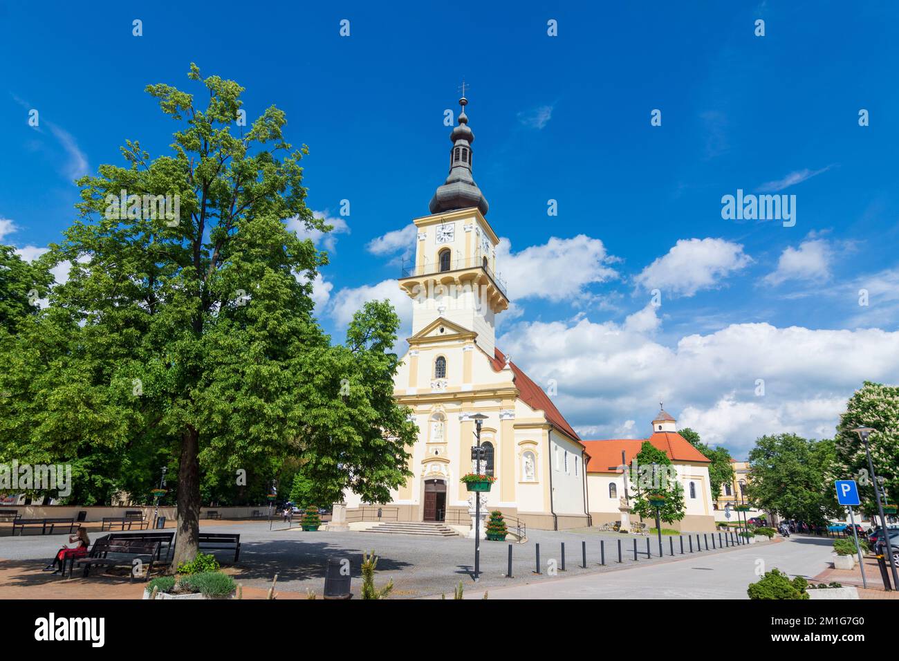 Stupava (Stampfen): Main Square Namestie sv. Trojice with Catholic ...
