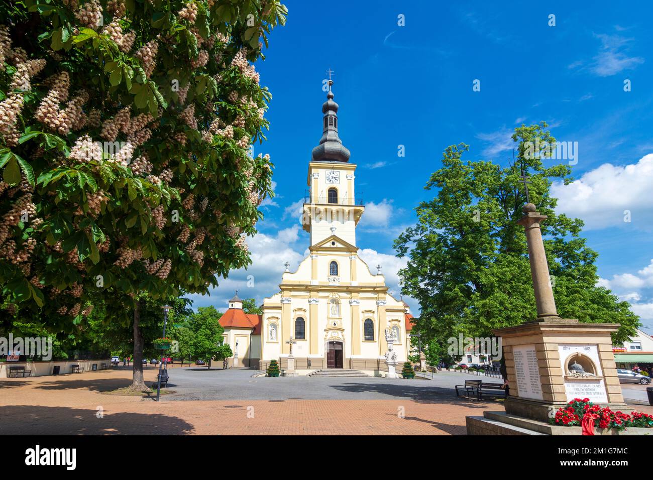 Stupava (Stampfen): Main Square Namestie sv. Trojice with Catholic ...