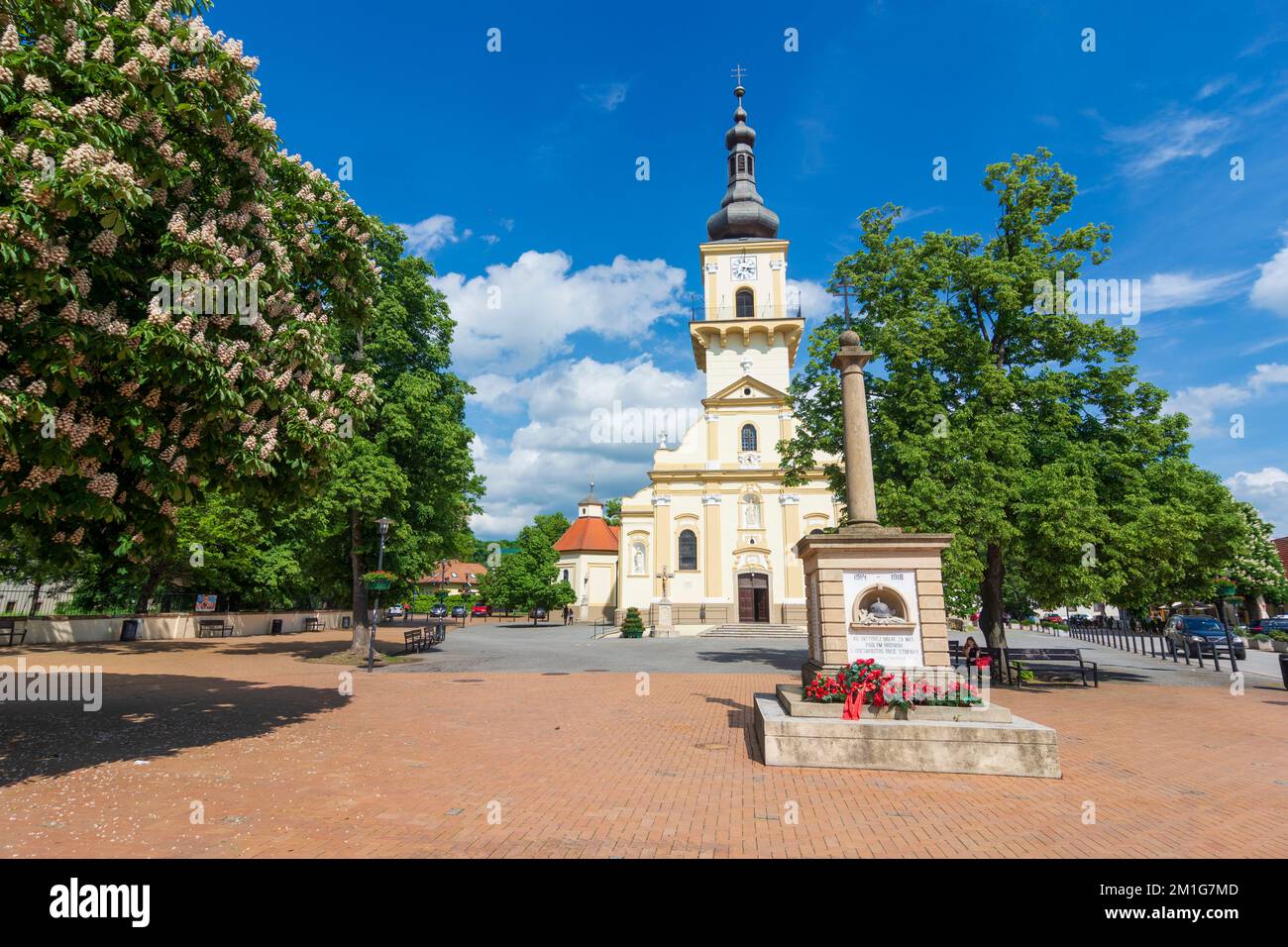 Stupava (Stampfen): Main Square Namestie sv. Trojice with Catholic ...