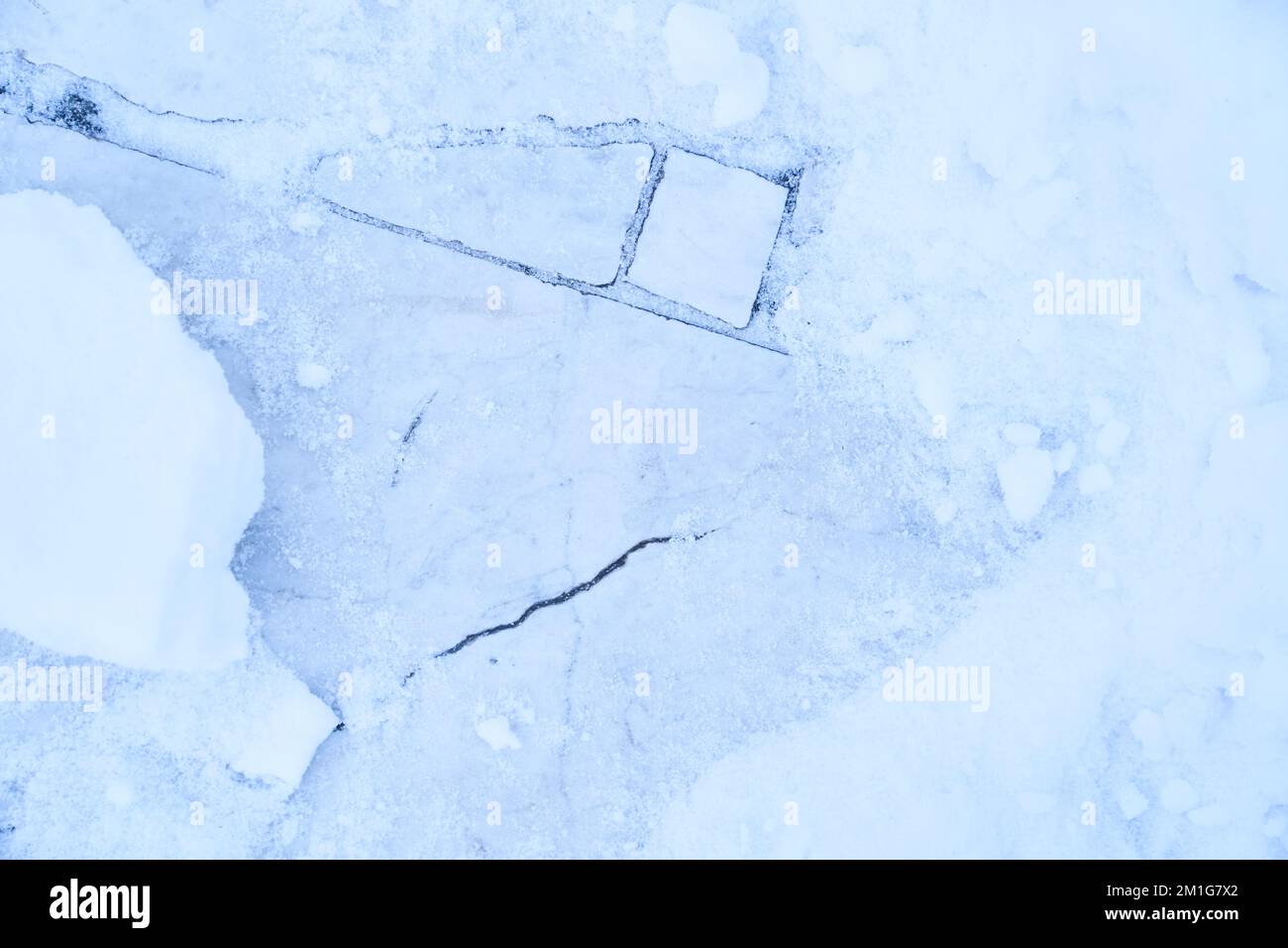 Winter ice frost, frozen marble floor background. The texture is a ...