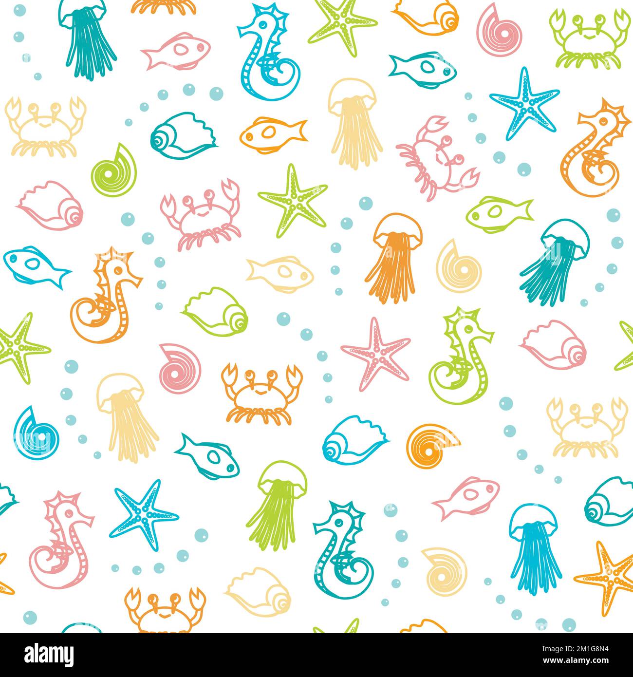 Seamless background with bright sea animal silhouettes Stock Vector ...