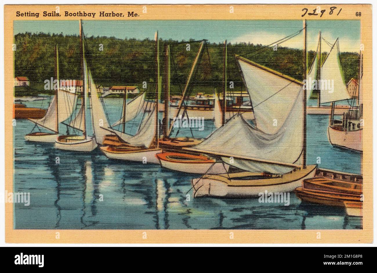 Setting sails, Boothbay Harbor, Me. , Boats, Tichnor Brothers Collection, postcards of the ...