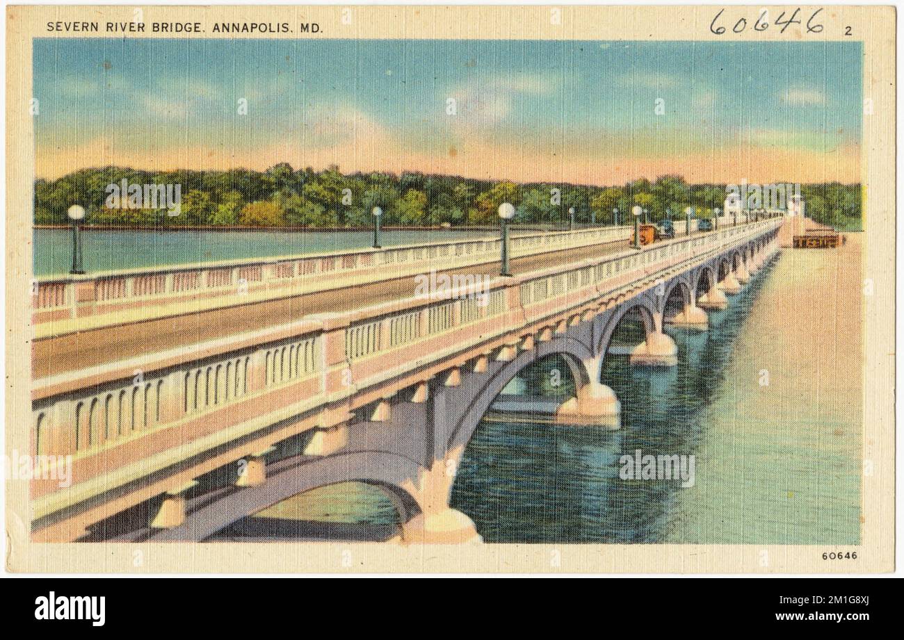 Severn River Bridge, Annapolis, MD. , Bridges, Rivers, Tichnor Brothers ...