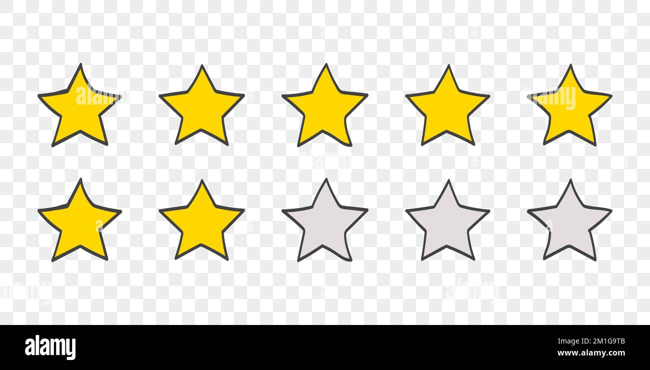 Stars quality rating icons. Drawn stars icons. Sketch style icons ...