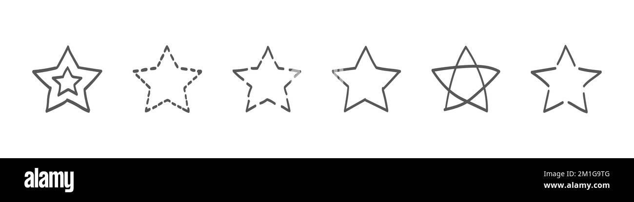 Star doodle collection. Set of hand drawn stars. Scribble illustrations ...