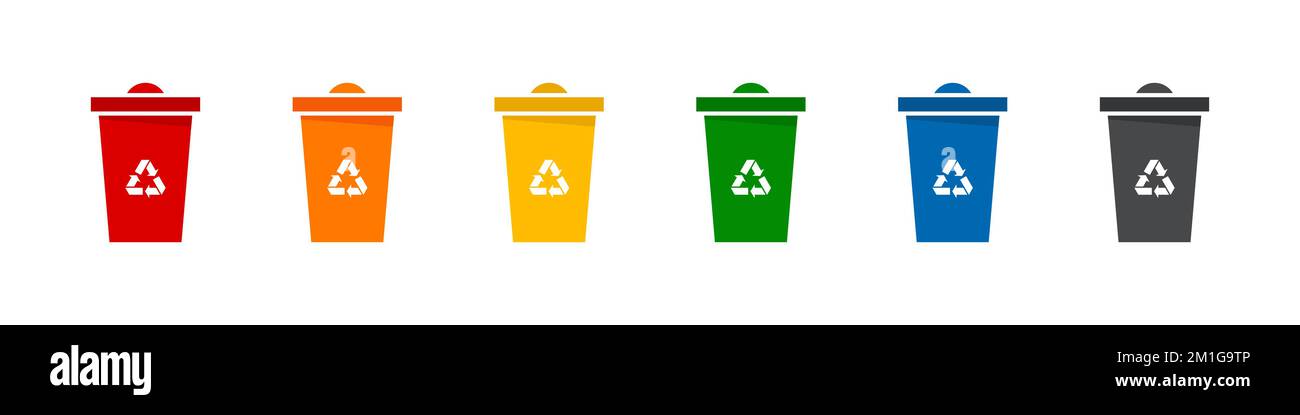 Recycle bins. Garbage bins. Trash bin icons. Separation recycle bins collection. Vector ...