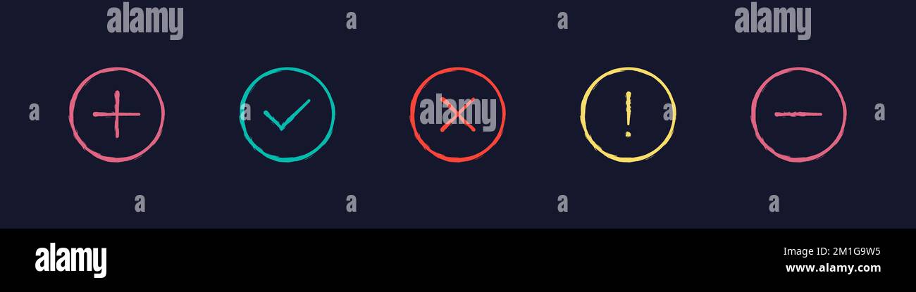 Check mark and cross icons drawn effect. Modern check mark icons linear ...