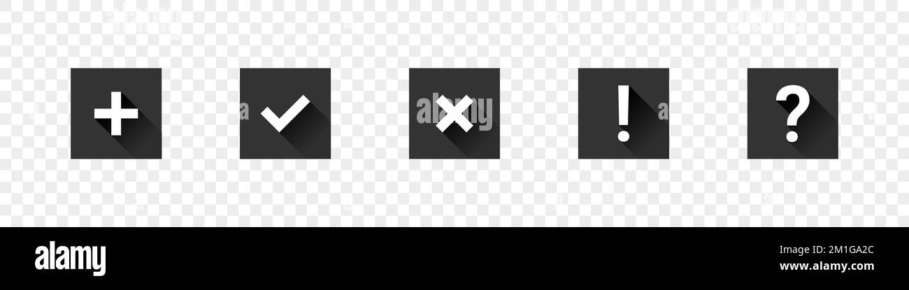 Set of trendy flat check mark and cross icons. Modern check mark icons ...