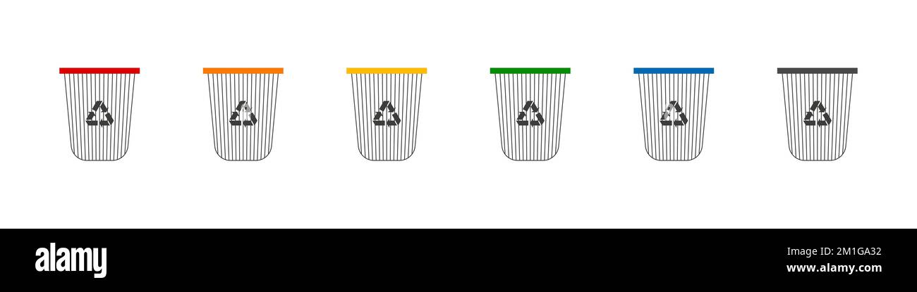 Recycle bins. Waste baskets. Trash bin icons. Separation recycle bins collection. Vector ...