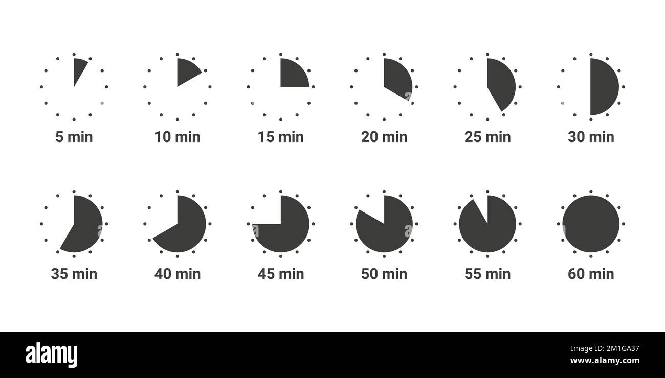 Time icons set. Meal preparation time icons. Cook time icons. Boiling ...