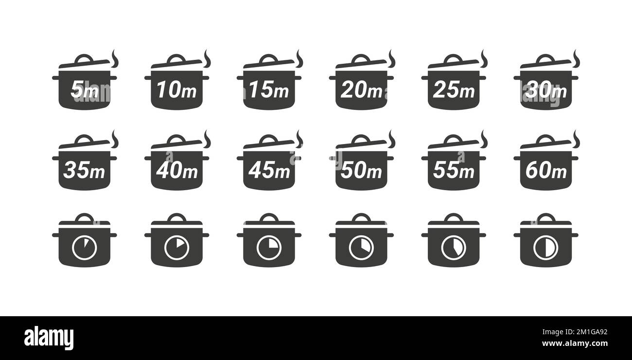 Cook time minutes. Meal preparation time icons. Cook time icons ...