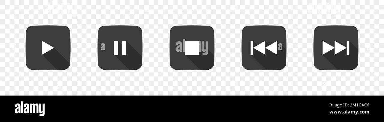 Media player control icons. Control icons flat style. Vector ...