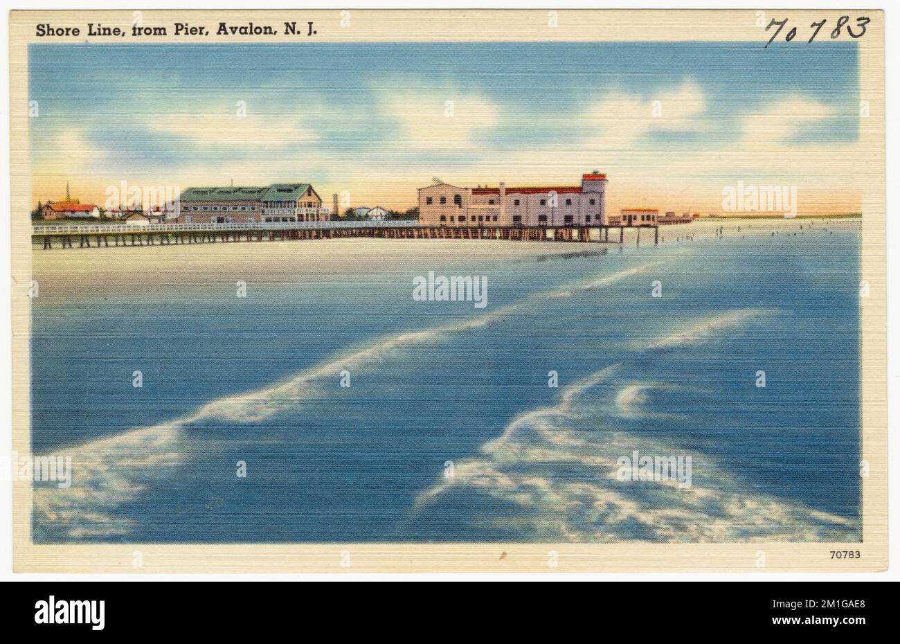 Shore line, from pier, Avalon, N. J. , Beaches, Tichnor Brothers ...