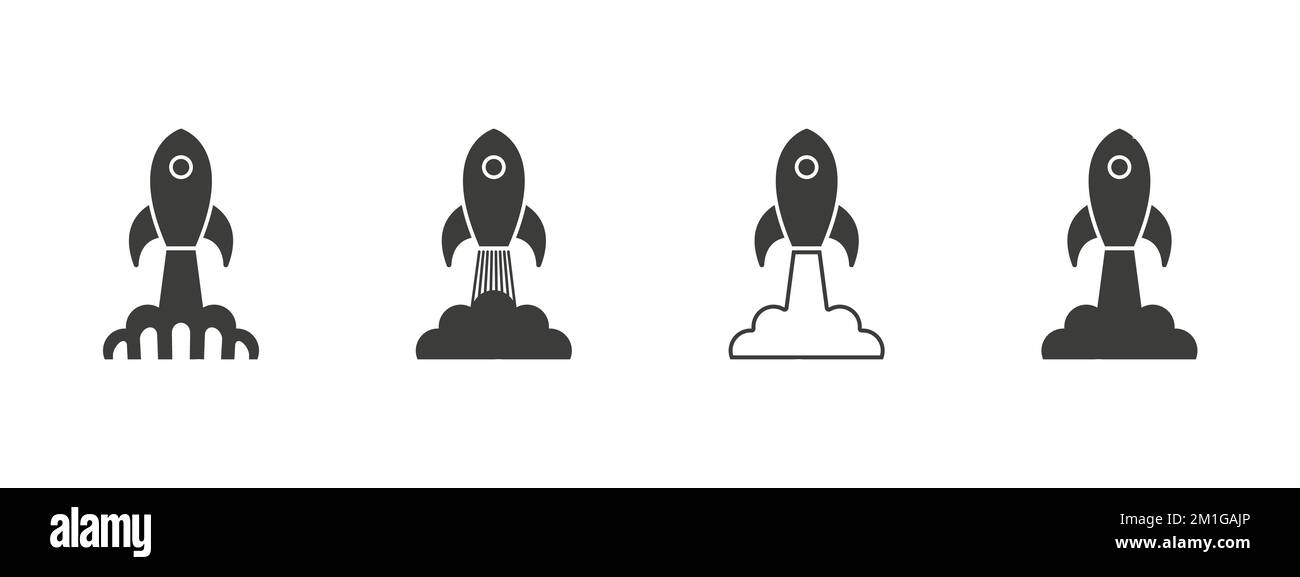 Rockets icons. Rocket launch. Spaceship launch. Spaceship and Rocket ...