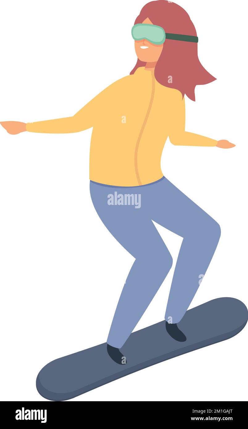 Girl snowboarding icon cartoon vector. Woman activity. Sport school ...