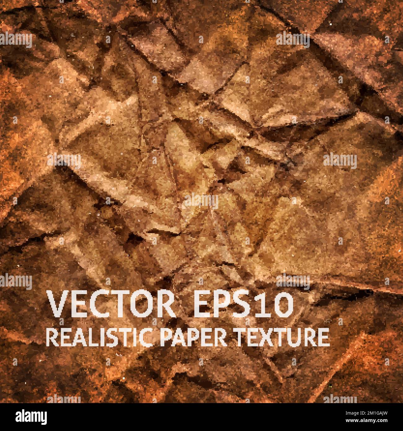 Brown crumpled paper vector background. Grunge paper texture Stock ...