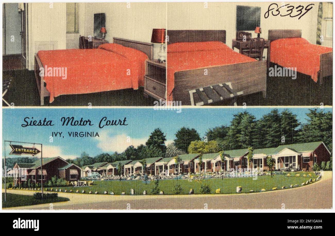 Siesta Motor Court, Ivy, Virginia , Motels, Tichnor Brothers Collection ...
