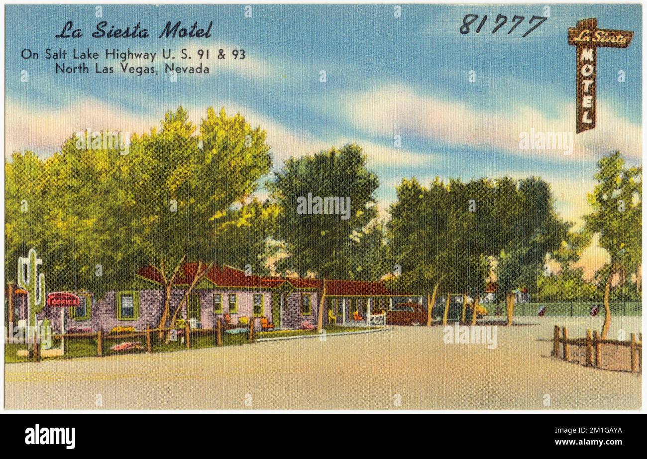 La Siesta Motel, on Salt Lake Highway U.S. 91 & 93, North Las Vegas ...