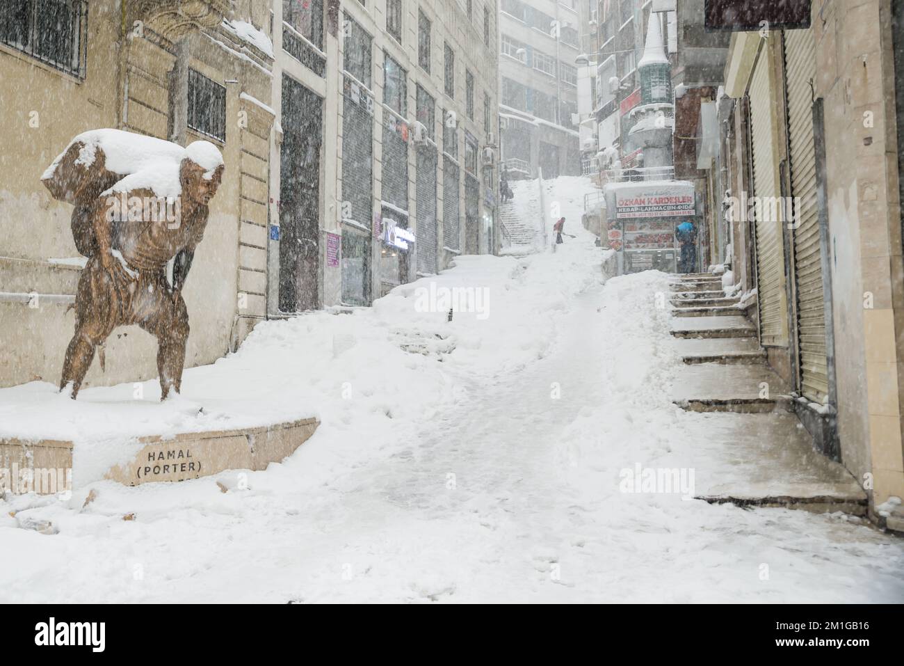 istanbul - turkey , December 9 2017 :snowy istanbul streets in december ...
