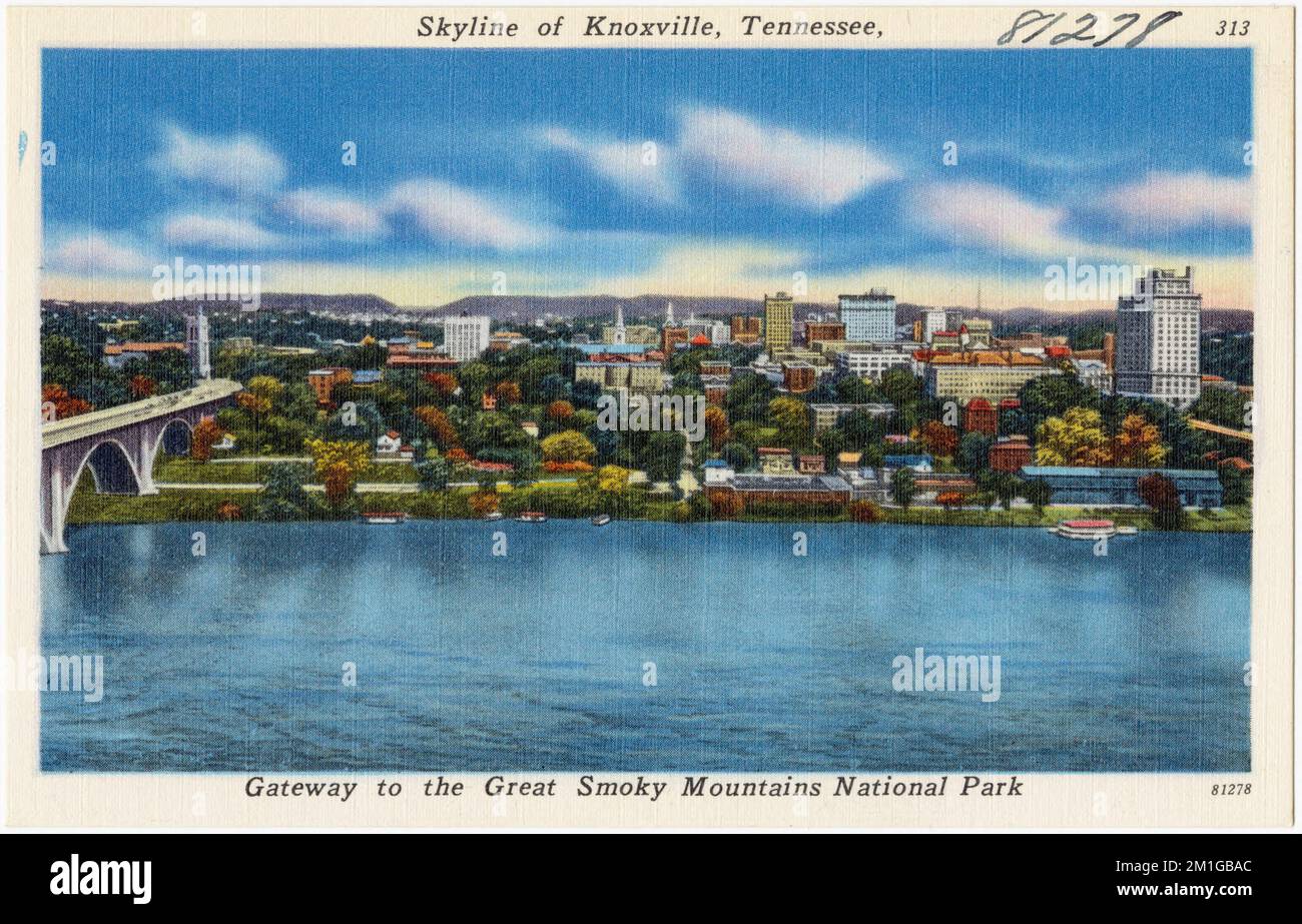 Skyline of Knoxville, Tennessee, gateway to the Great Smoky Mountains ...