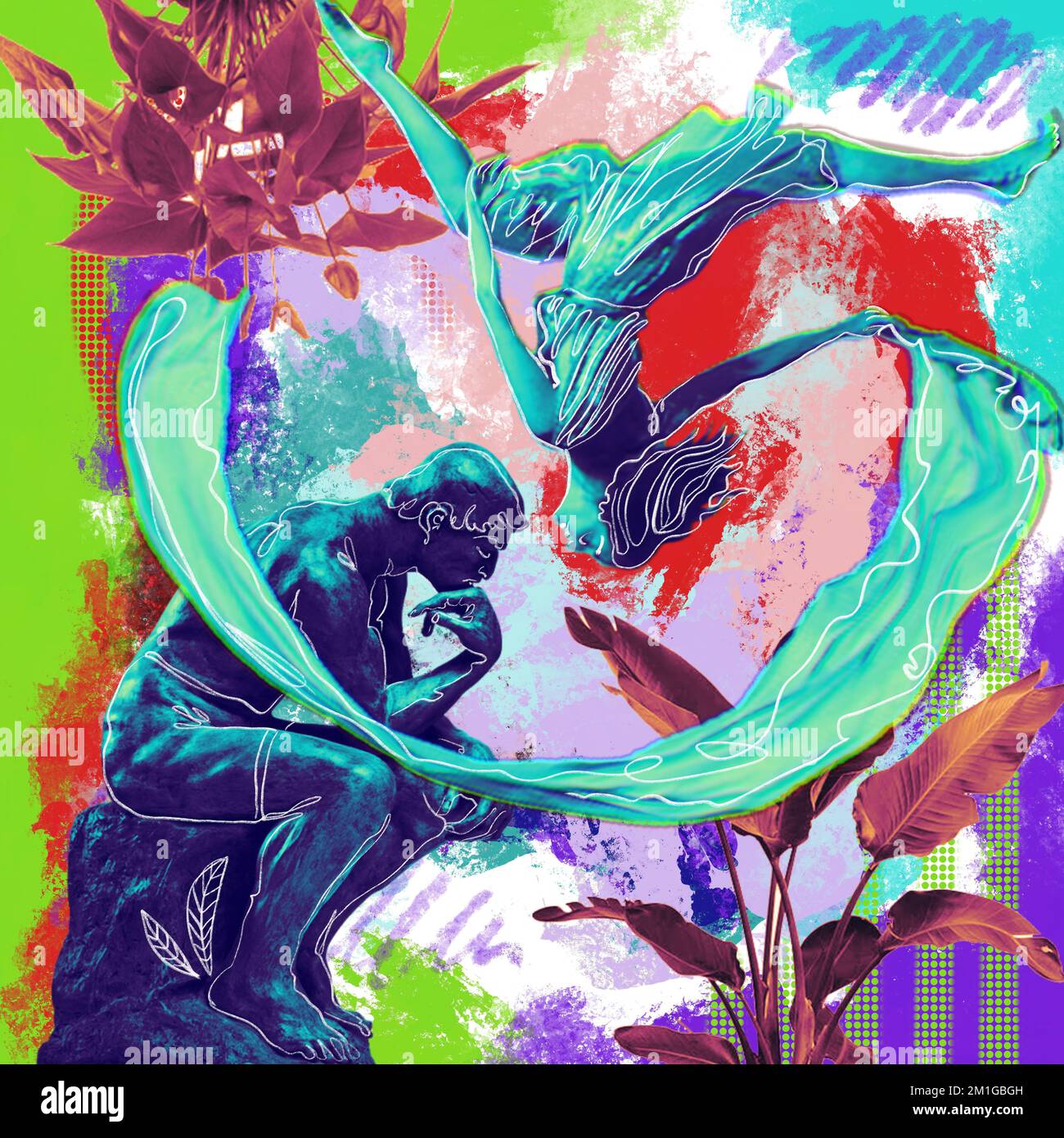 Creative contemporary modern psychedelic concept art collage. The ...