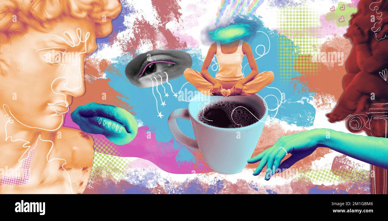 Creative contemporary modern psychedelic concept art collage. The ...