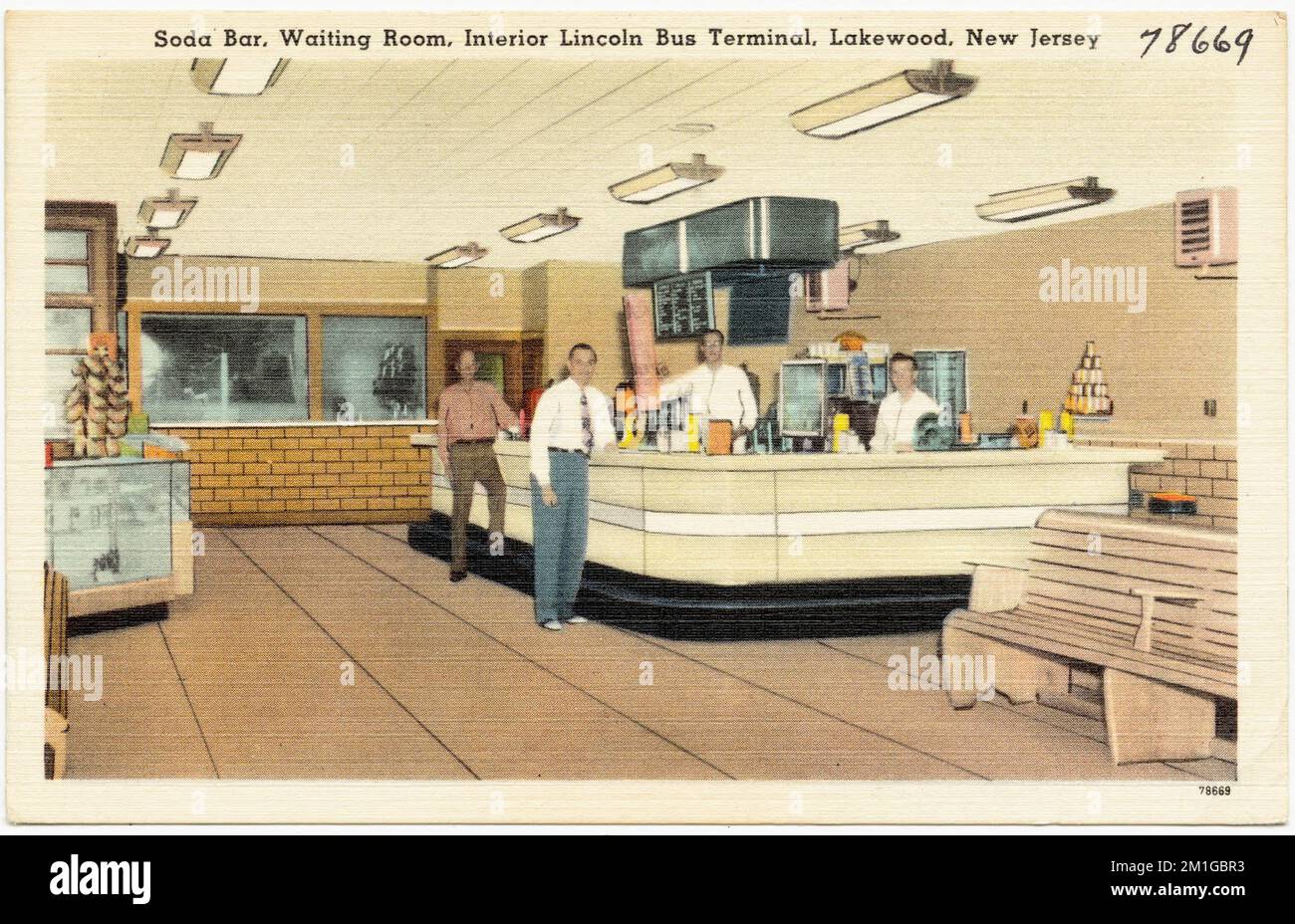 Soda bar, waiting room, interior Lincoln Bus Terminal, Lakewood, New ...