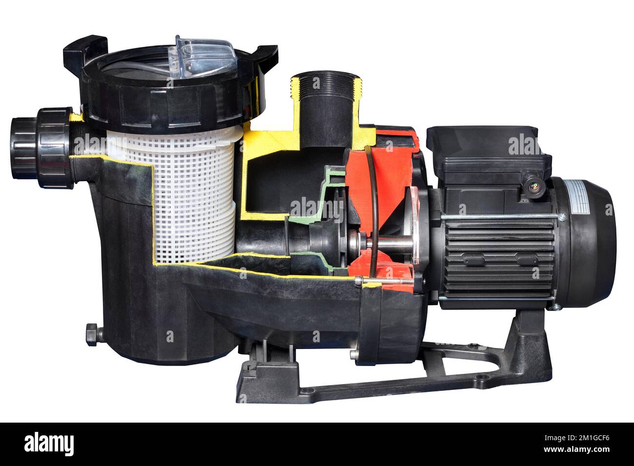 High pressure pump device with built-in coarse filter. Shown in section ...