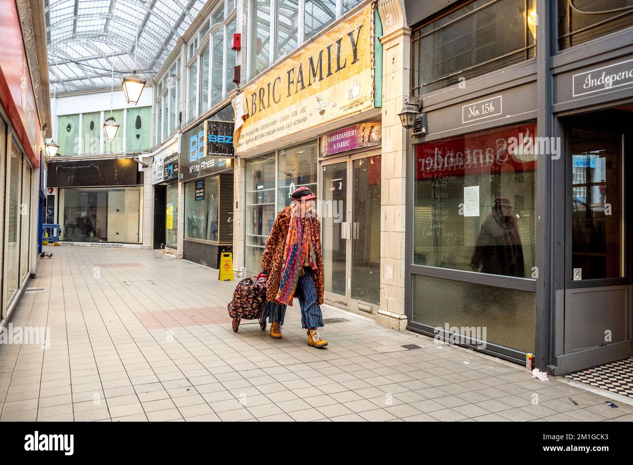 Brighton, December 5th 2022: A woman walking through Brighton's ...